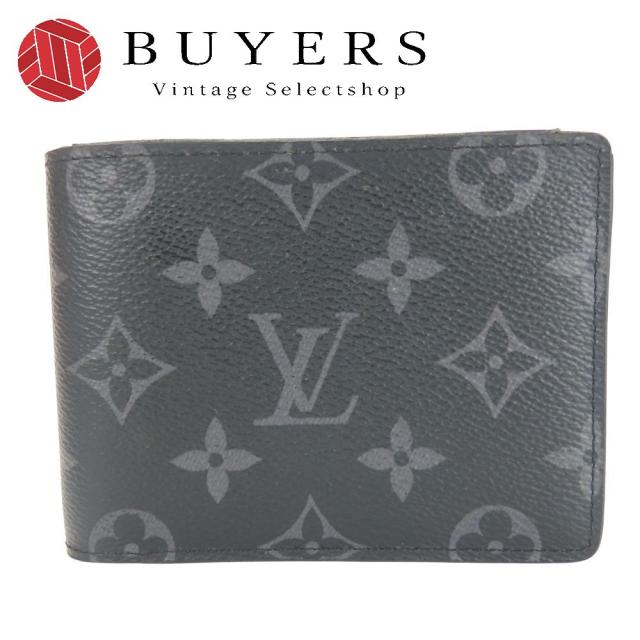 中古 ルイ・ヴィトン 札入れ ポルトフォイユ･ミュルティプル M62294 モノグラムエクリプス ブラック 小物 二つ折り メンズ 男性 LOUIS VUITTON