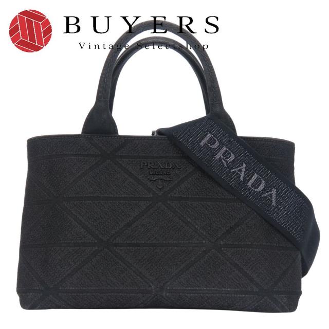 中古 プラダ ハンドバッグ カナパ 1BG439 トライアングル  キャンバス NERO ブラック 2WAY 肩掛け ショルダー 普段使い レディース 女性 PRADA