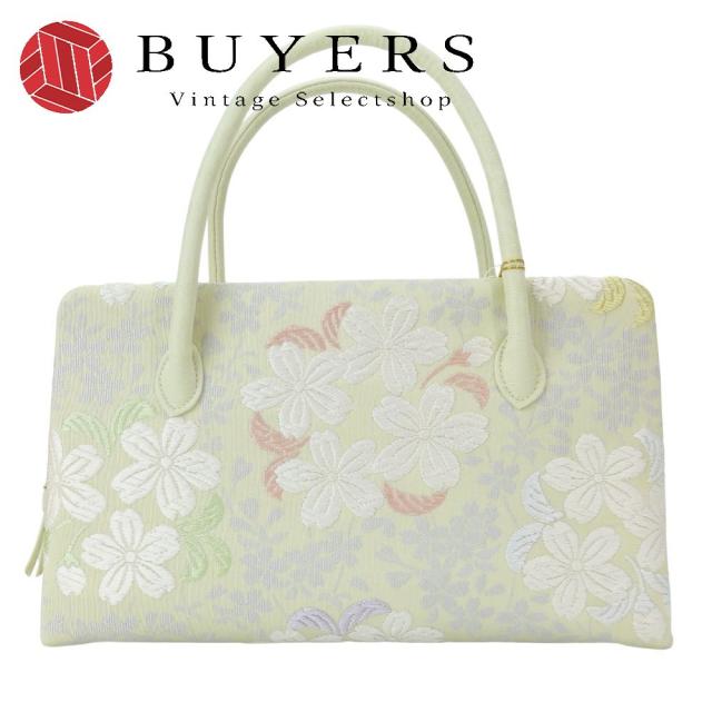 中古 未使用展示品 和装バッグ 利休 正絹(金銀糸除く) ポリエステル レーヨン ホワイト ゴールド ハンドバッグ 沙織 和装 呉服 和服 きもの レディース 女性