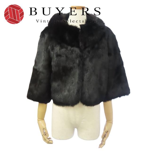 中古 その他アウター ファーコート ROSASE CLUB M ラビットファー フォックス ポリエステル ブラック系 毛皮 ７分丈 アパレル レディース 女性