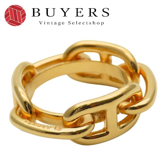中古 エルメス スカーフリング シェーヌダンクル メタル ゴールド GP アクセサリー メッキ レディース 女性 HERMES