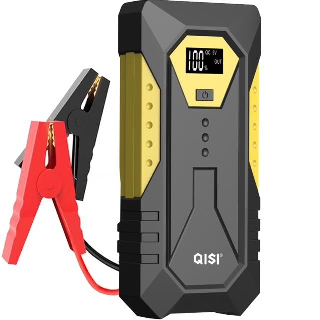 QISI ジャンプスターター 12V 車用 デジタル表示 バッテリー エンジンスターター 10000mAh 小型 軽量 最大電流800A 急速 ...