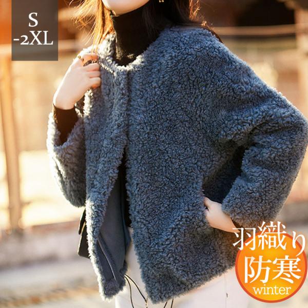 フリースジャケット レディース ボアジャケット きれいめ ブルゾン トップス 無地 羽織り カジュアル 保温 ゆったり 着痩せ コーデ エレガント
