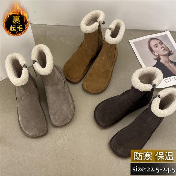 ムートンブーツ レディース ショートブーツ スノーブーツ 裏起毛 裏ボア シューズ 無地 カジュアル 防寒 コンフォート ファション 上品 フォマール