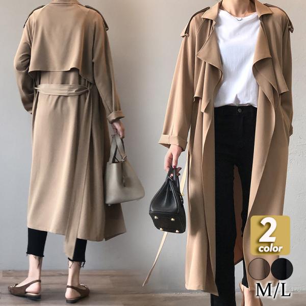 トレンチコート レディース コート チェスターコート スプリングコート ロング丈 アウター ゆったり シンプル カジュアル 秋服 イベント ファション