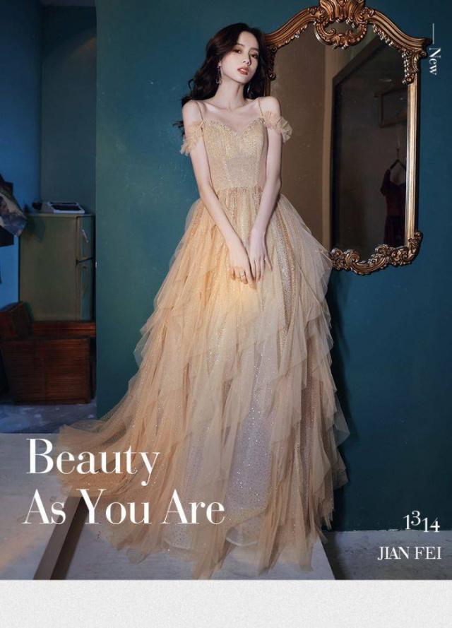 イブニングドレス レディース  Aライン ロングドレス 20代 30代 シャンパン キラキラ お姫系 パーティー 忘年会 ワンピース 新品 演奏会