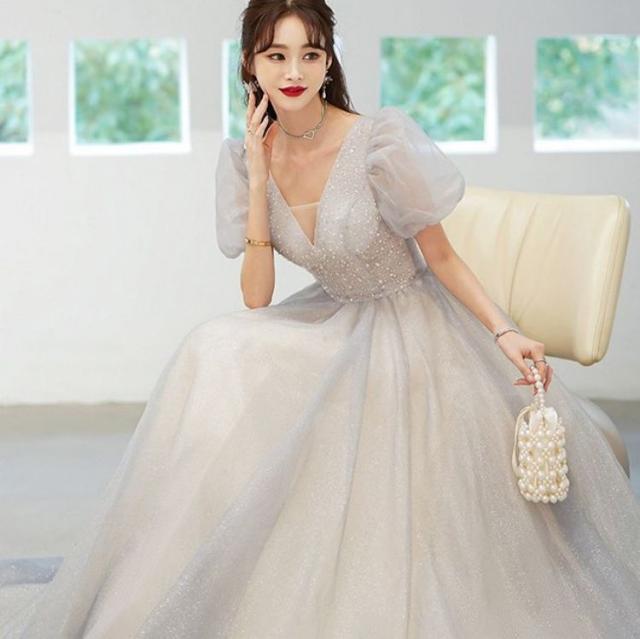 イブニングドレス 女性 忘年会レディース 気質 フレンチシン ホスト ロングスドレス 成人式 演奏会 パーティー 成人式 プリンセスドレス ブルー