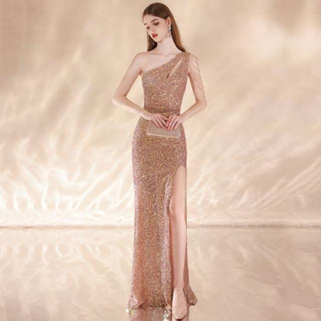 マーメイドドレス 夏新品 バンケットスパンコール 忘年会 イブニングドレス お洒落 セクシー 演奏会 シャンパン 気品 ロングドレス 結婚式 パーティー 成人式