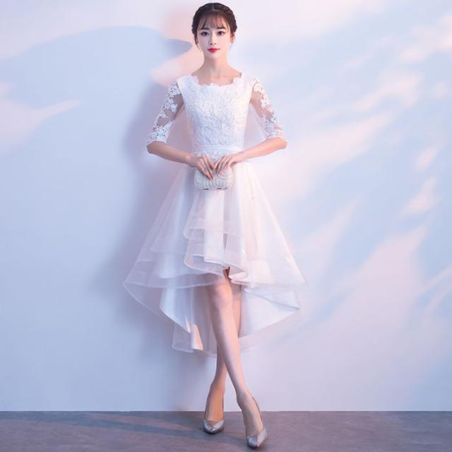 白いフレンチドレスエレガントイブニングドレススカート女性2024新品気質宴会学生パーティーショート