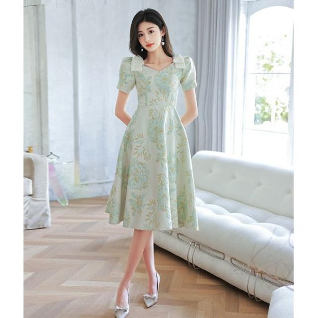 キャバドレスグリーンドレスワンピース女性2024新品夏セレブドレス森系誕生日パーティー成人式イブニングドレス