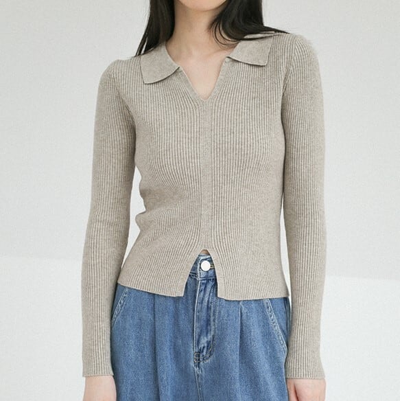 ニット セーター カットソー レディース トップス 人気 おすすめ おしゃれ お洒落 激安 安い 送料無料 プチプラ 長袖 ロング 細身 美シルエット 華奢見え スキッパー Vネック 無地 韓国 新作