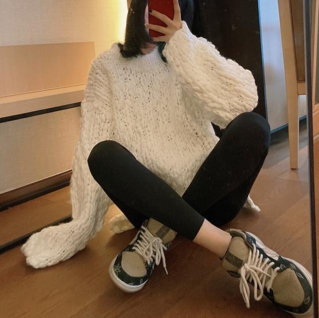 ニット セーター レディース トップス 人気 おすすめ おしゃれ お洒落 激安 安い 送料無料 プチプラ 長袖 ロング プル オーバー ビックシルエット ざっくり 華奢見え ラウンドネック 丸首