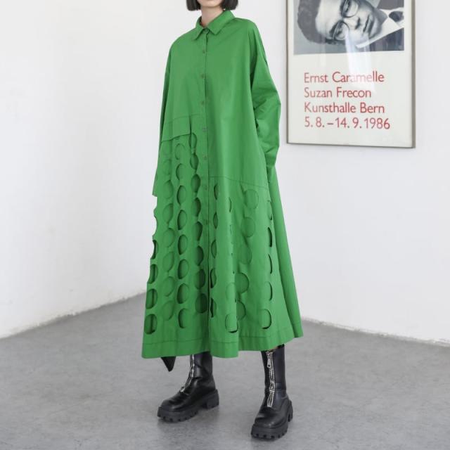 ワンピース 上着 人気 おすすめ おしゃれ お洒落 激安 安い 送料無料 プチプラ ブラウス シャツ 長袖 ロング スタンドカラー オーバーサイズ Aライン 膝丈 無地 コットン 綿 可愛い かわいい