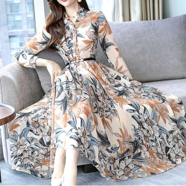 ワンピース 上着 人気 おすすめ おしゃれ お洒落 激安 安い 送料無料 プチプラ ブラウス シャツ 長袖 ロング オープンカラー 開襟 Vネック 柄 プリント 花柄 シフォン 可愛い かわいい 韓国