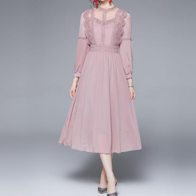 ワンピース 上着 人気 おすすめ おしゃれ お洒落 激安 安い 送料無料 プチプラ 長袖 ロング シースルー ラウンドネック 丸首 ふんわり Aライン 膝丈 レース 透け ポリエステル 可愛い