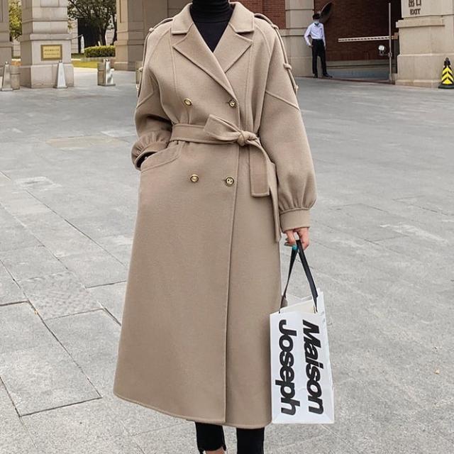 コート アウター ロング モノトーン ラージカラー チェスターコート ガウンコート パフショルダー ミディアム丈 袖あり 長袖 ポケット付き アウター 羽織り 大人可愛い きれいめ シンプル