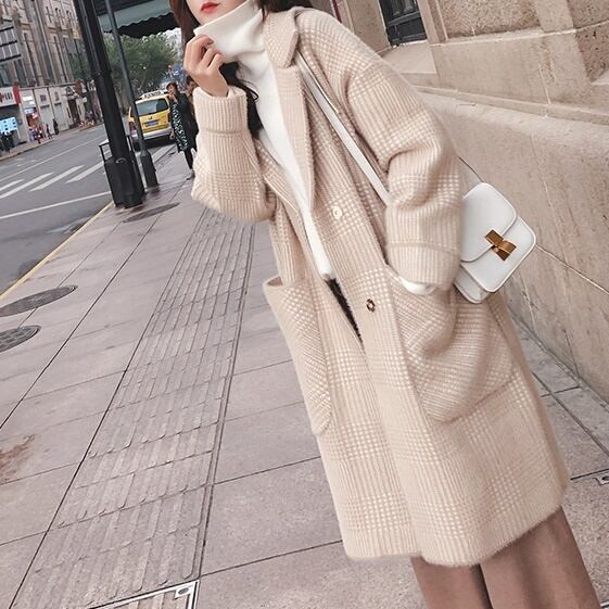 レディース ジャケット 上着 羽織り コート アウター チェスターコート ミドル丈 千鳥格子 Vネック チェック 格子柄 ウール 映え 高見え 可愛い かわいい 韓国 かっこいい カジュアル 大人