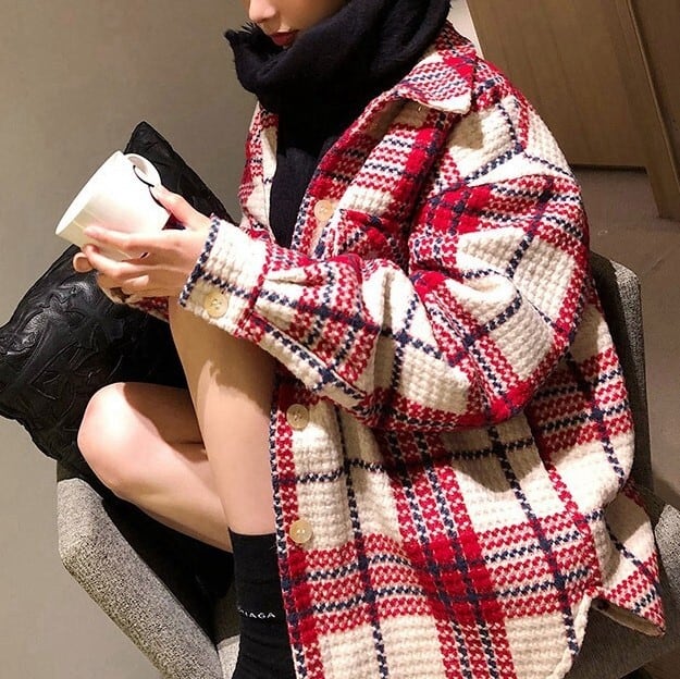 レディース ジャケット 羽織り コート アウター 美シルエット ミドル丈 チェック 格子柄 インスタ映え 高見え 可愛い かわいい 韓国 かっこいい カジュアル 大人 上品 シンプル クラシック
