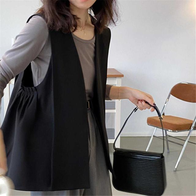 ベスト トップス レディース 羽織り Tシャツ オーバーサイズ ギャザー