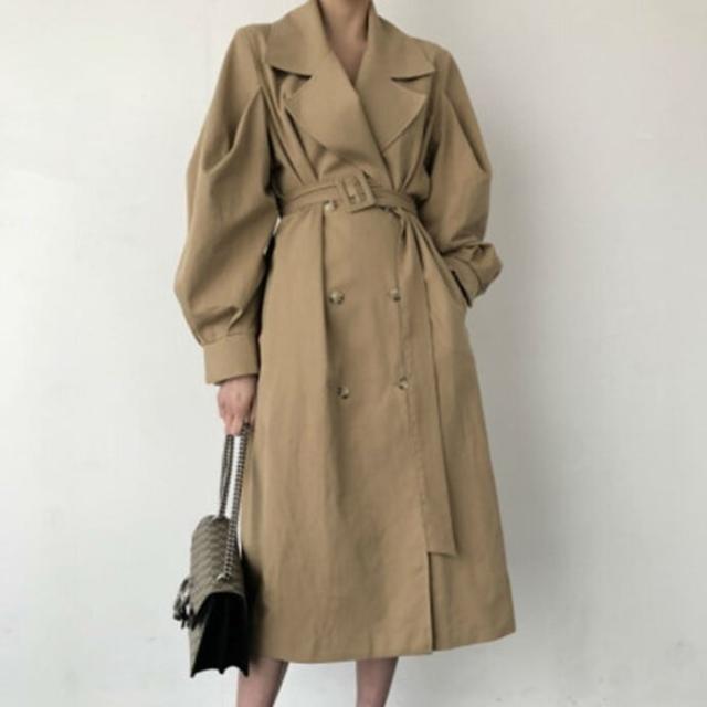 トレンチ コート アウター ロング コート ステン カラー コート スプリング コート ロング丈 ステンカラー 無地 ボタン 長袖 ベルト付き 襟あり 温かい 防寒 防風 ルーズ きれいめ 大人