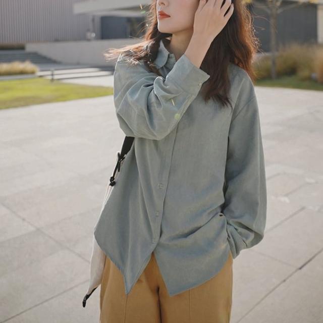 トップス シャツ ブラウス 袖あり 長袖 襟付き 大人可愛い メンズライク ピーチスキン ニュアンスカラー ビッグシルエット オーバーサイズ きれいめ シンプル カジュアル 大人 上品