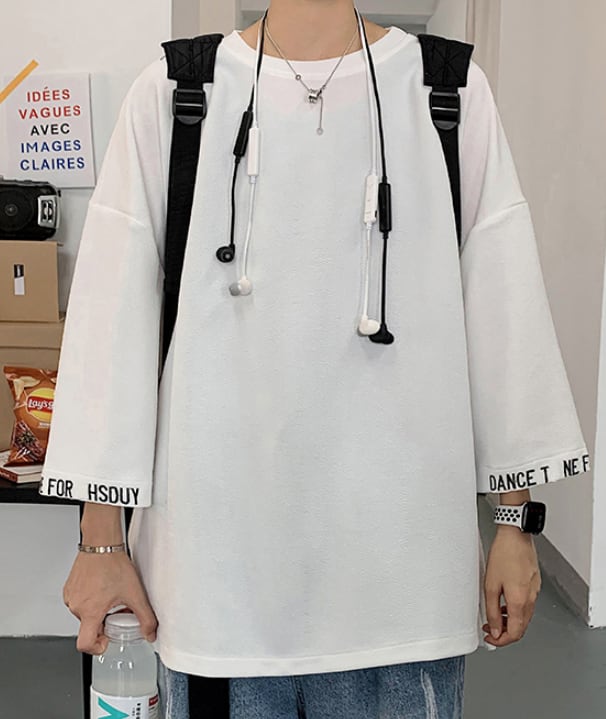 トップス 上着 人気 おすすめ おしゃれ お洒落 激安 安い 送料無料 プチプラ Tシャツ ロンT ロンティー 五分袖 七分袖 ラウンドネック プルオーバー ビッグシルエット オーバーサイズ