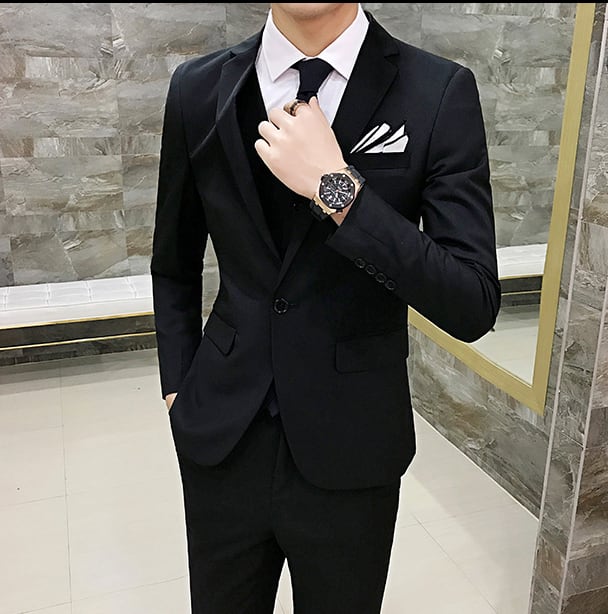 スーツ 紳士服 男 メンズ 人気 おすすめ おしゃれ お洒落 激安 安い 格安 送料無料 プチプラ ３点セット スリーピース シングルスーツ ベスト ジャケット 一つ釦 パンツ スラックス 無地