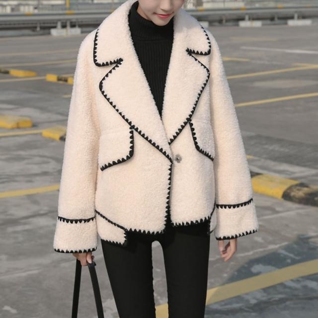 ボアブルゾン レディース ジャケット フリースジャケット パイピング バイカラー アウター フェイクファー もこもこ ミディアム丈 ボア オーバーサイズ 韓国風 軽い 軽量 フード付き 冬服