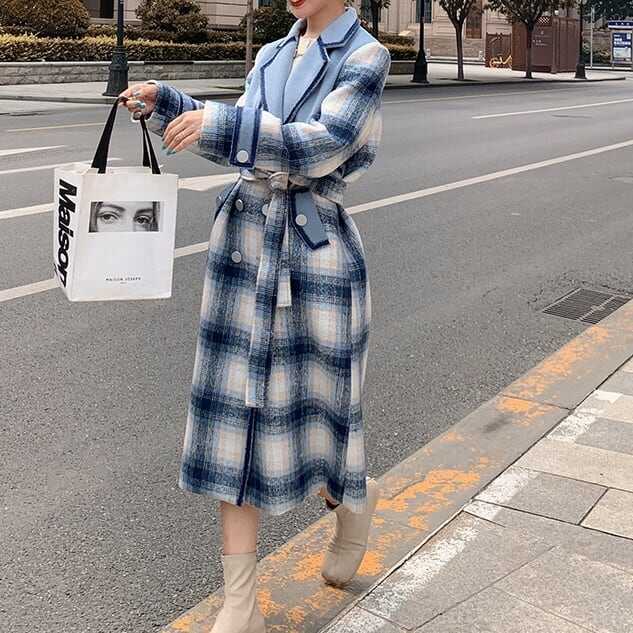 コート アウター ロング チェック モノトーン トレンチ風 ガウンコートチェック ドロップショルダー マニッシュ ミディアム丈 袖あり 長袖 ポケット付き アウター 羽織り 大人可愛い