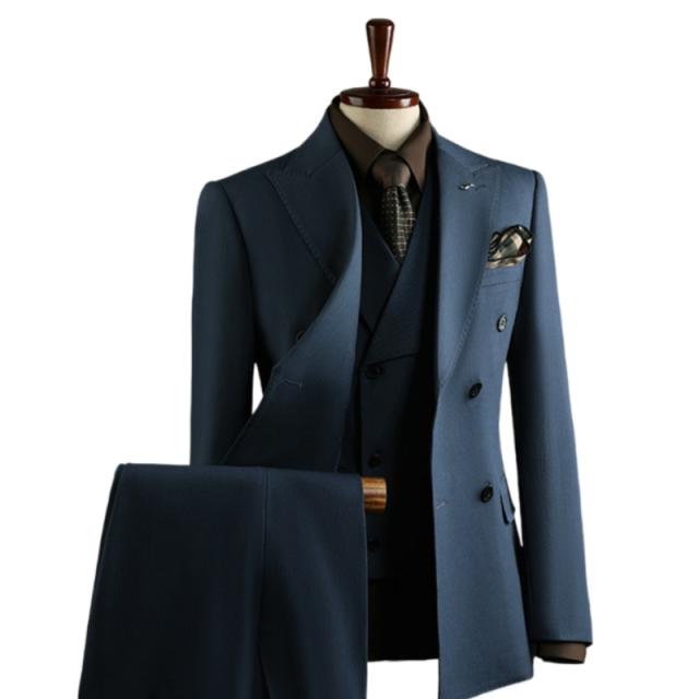メンズ スーツ セットアップ 3点セット ジャケット ベスト パンツ ビジネススーツ 結婚式 二次会 卒業式 入学式 面接 成人式 フォーマル おしゃれ ダブルブレスト 細身 スリムフィット