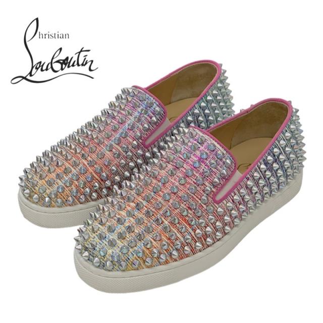 クリスチャンルブタン Christian Louboutin ローラーボート スニーカー 靴 シューズ グリッター ファブリック レインボー オーロラ