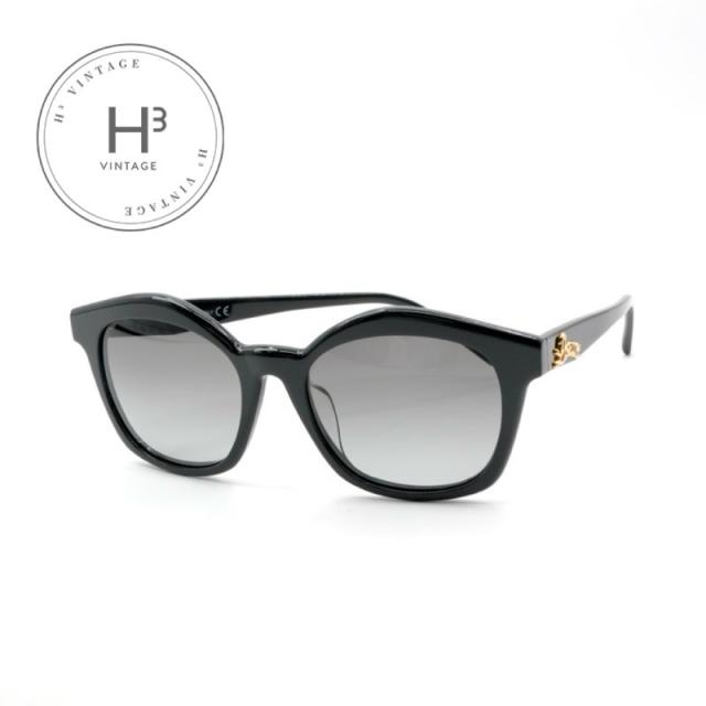 ロエベ LOEWE ブロウライン サングラス ブラック ゴールド ロゴ アイウェア ケース付き