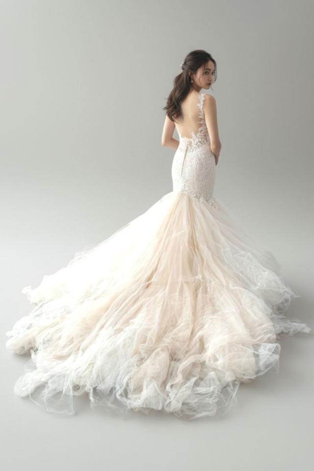 ガリアラハヴ Galia Lahav ロレッタ Loretta マーメイドライン ウェディングドレス ピンク 桃 ファーストオーナー チュール ...