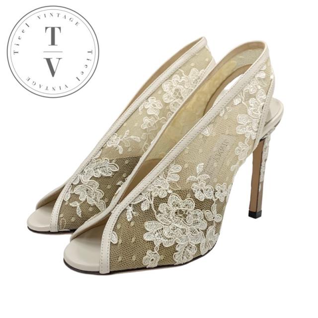 ジミーチュウ JIMMY CHOO SHAR 100 パンプス 靴 シューズ レース アイボリー サンダル ウェディングシューズ