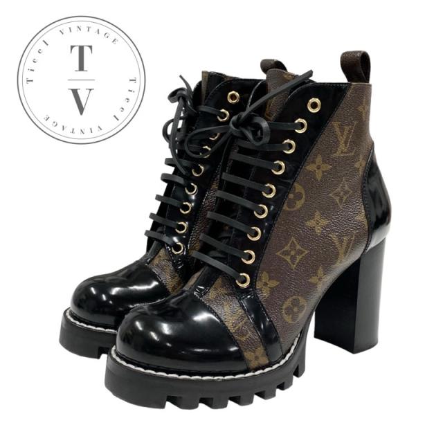 ルイヴィトン LOUIS VUITTON スタートレイルライン モノグラム ブーツ ショートブーツ 靴 シューズ レザー ブラウン ブラック 黒