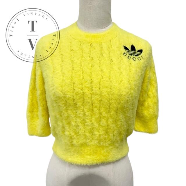 グッチ GUCCI トップス ナイロン イエロー ブラック アディダス ロゴ 半袖
