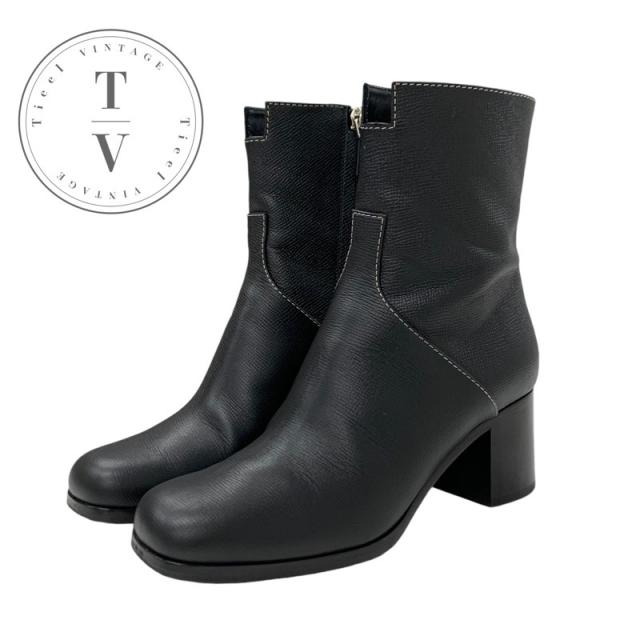 エルメス HERMES フラトゥーズ ブーツ ショートブーツ 靴 シューズ レザー ブラック 黒 ステッチ