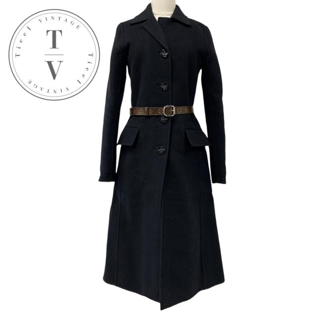 ルイヴィトン LOUIS VUITTON モノグラム アウター ブラック 黒 ロングコート ウール