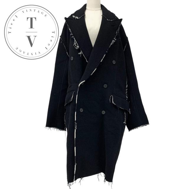 バレンシアガ BALENCIAGA アウター ブラック ホワイト コート Raw Edge Coat オーバーサイズ チェック メンズ