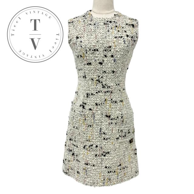 ルイヴィトン LOUIS VUITTON ワンピース マルチカラー ブークレットツイードAラインドレス モノグラム ノースリーブ