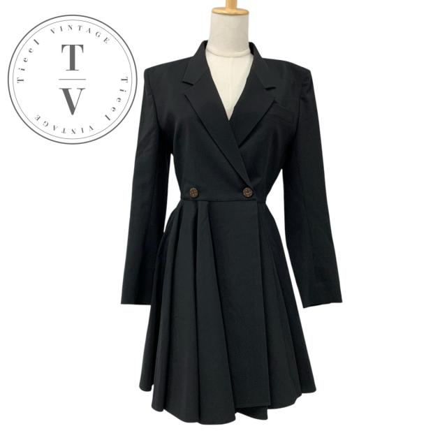 ルイヴィトン LOUIS VUITTON ワンピース ブラック ブラウン テーラードブレザードレス モノグラム ウール