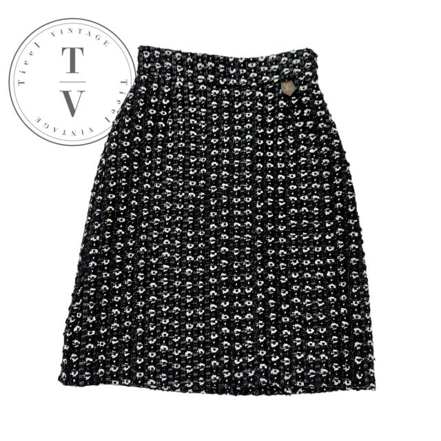 ルイヴィトン LOUIS VUITTON ボトムス ブラック ホワイト シルバー モノグラム ミドルスカート