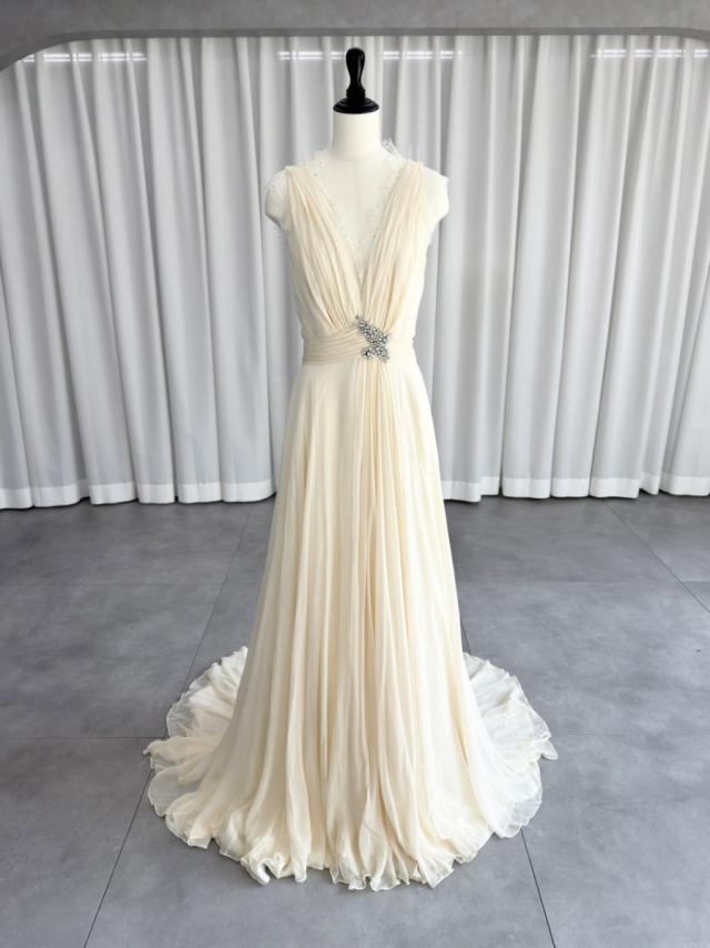 ジェニーパッカム Jenny Packham Molly モリー スレンダーライン ウェディングドレス アイボリー 白 ファーストオーナー ノースリーブ