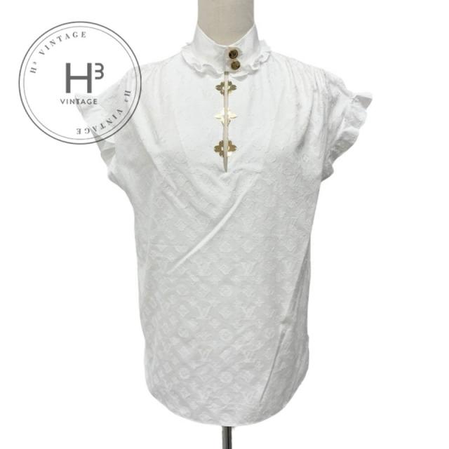 ルイヴィトン LOUIS VUITTON トップス コットン ホワイト ゴールド シャツ ブラウス モノグラム 半袖