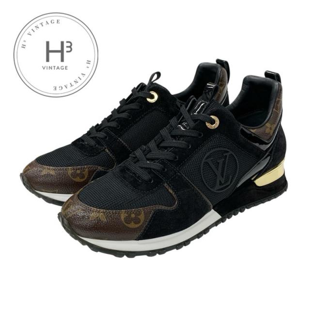 ルイヴィトン LOUIS VUITTON ランアウェイライン モノグラム スニーカー 靴 シューズ レザー スエード ファブリック ブラック ブラウン