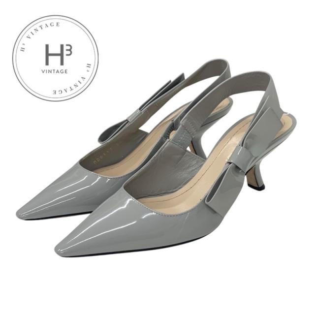 クリスチャンディオール CHRISTIAN DIOR JADIOR パンプス 靴 シューズ パテント グレー スリングバック