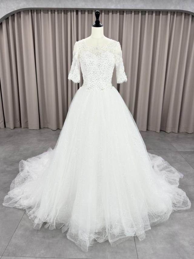 ココメロディ COCOMELODY プリンセスライン ウェディングドレス アイボリー ホワイト 白 ファーストオーナー チュール ラメ レース