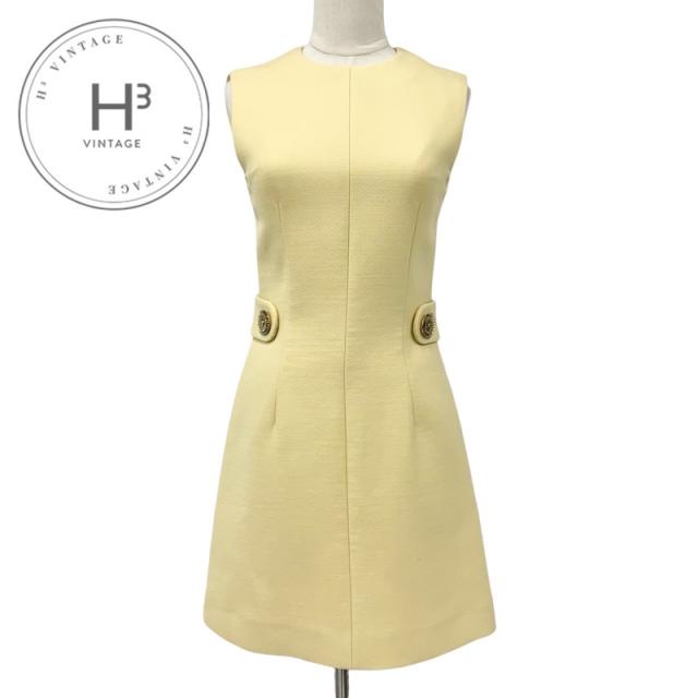 ルイヴィトン LOUIS VUITTON ワンピース ウール イエロー ゴールド ジップアップ ノースリーブ ドレス