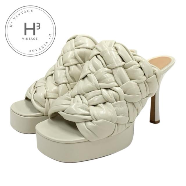 ボッテガヴェネタ BOTTEGAVENETA サンダル 靴 シューズ レザー アイボリー イントレチャート ミュール