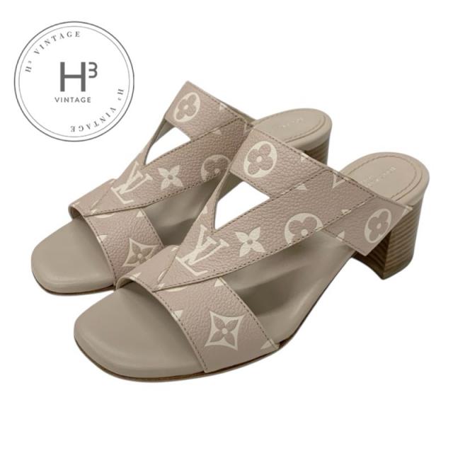 ルイヴィトン LOUIS VUITTON クロワジエール モノグラム サンダル 靴 シューズ レザー ピンクベージュ ミュール